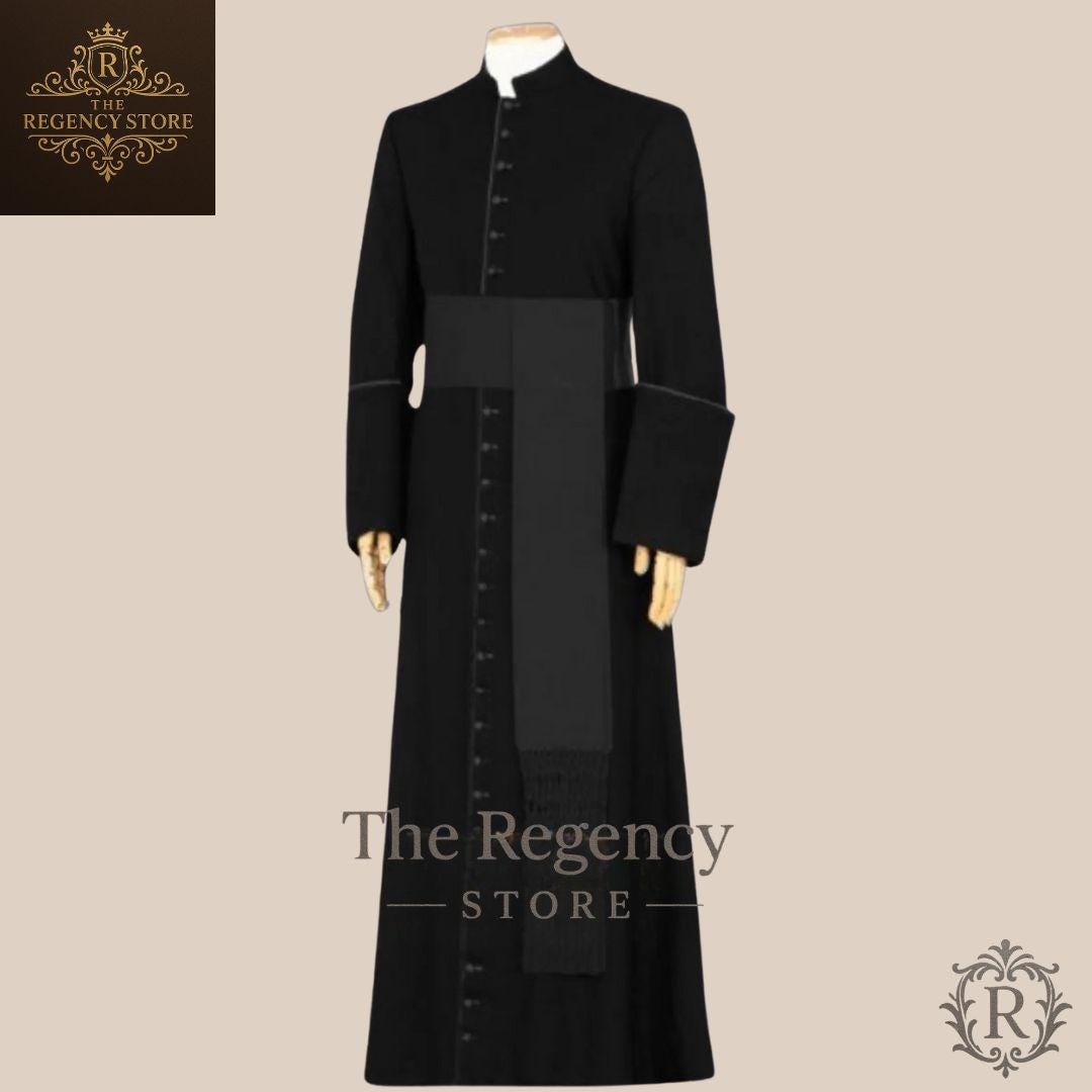Traditional Black Roman Cassock Soutane With Cincture/sash | Clergy ...