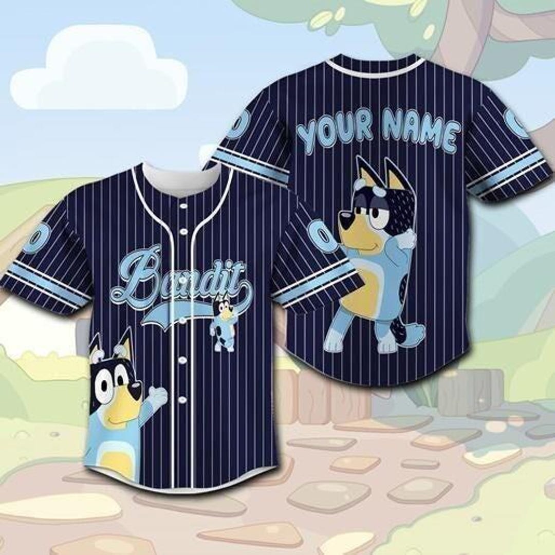 Custom Bandit Baseball Jersey, Bluey Dad Matching Outfit, Personalized ...