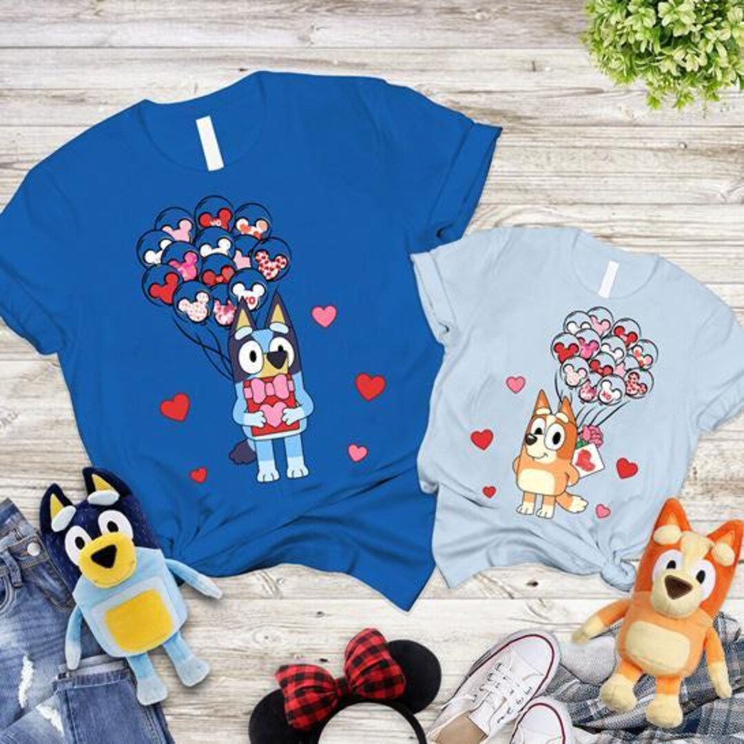 Comfort Colors Bluey Bingo Couple Valentine Shirt, Bandit Heeler and ...