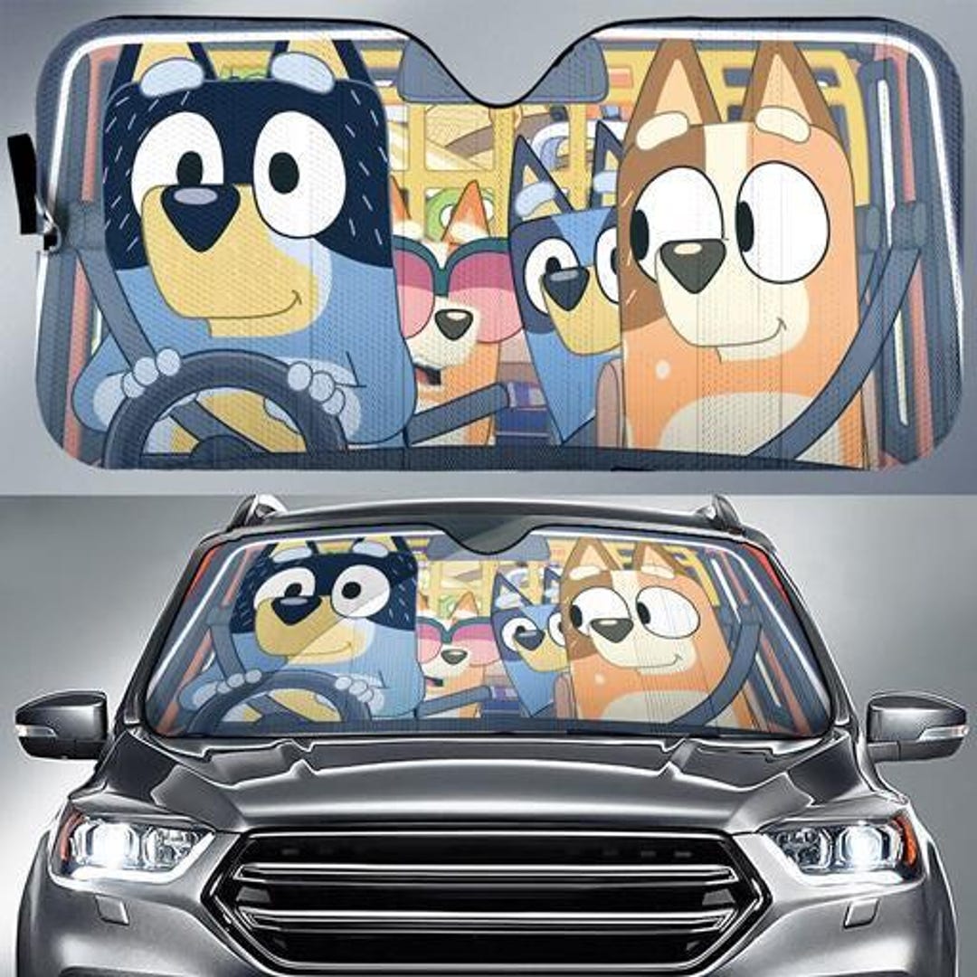 Bluey Family Sun Shade, Bluey Car Decoration, Bluey Auto Sun Shade ...