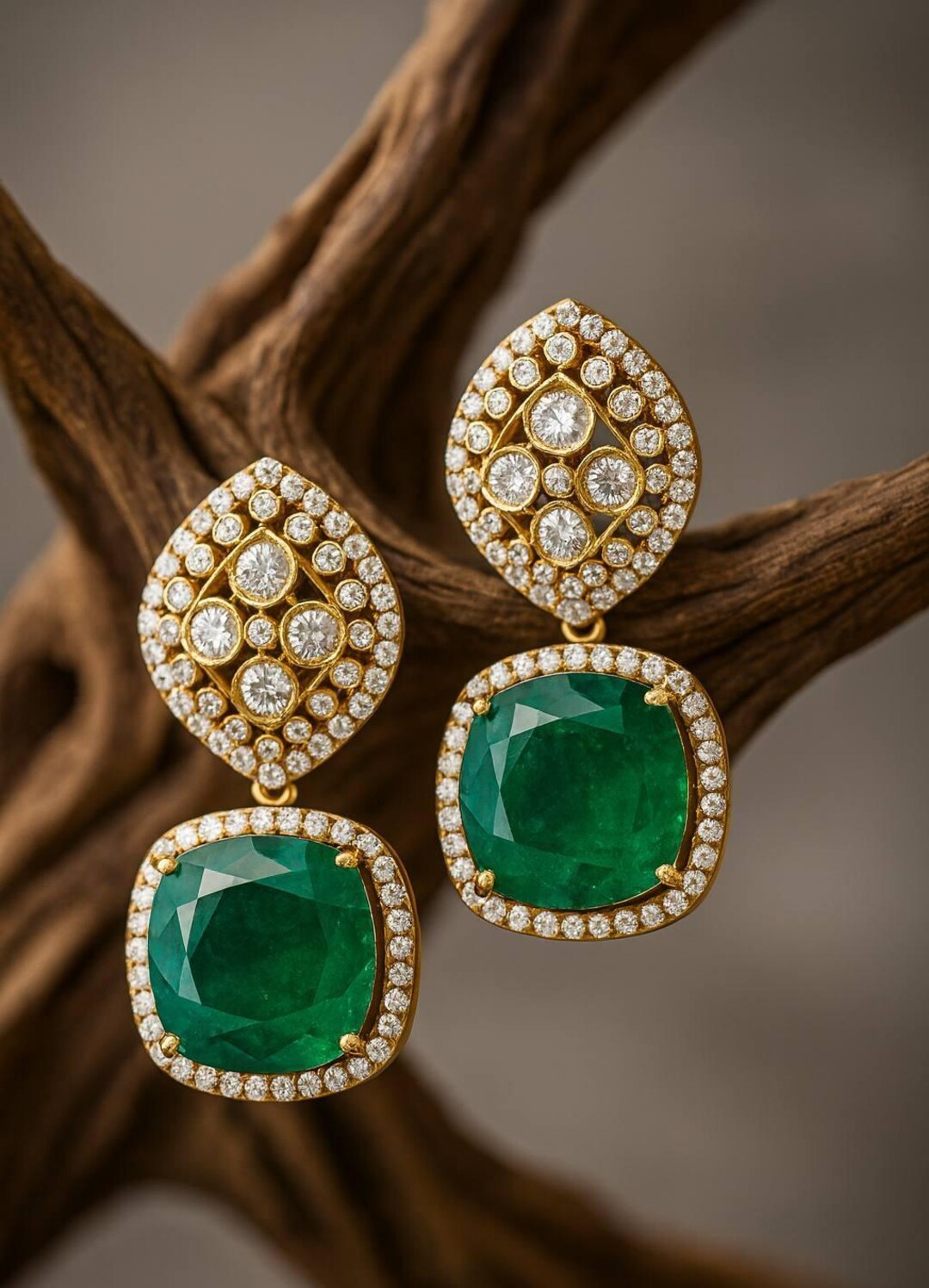 Luxury Green Emerald Earrings | Diamond Look Vivid Doublet Green CZ Ad ...