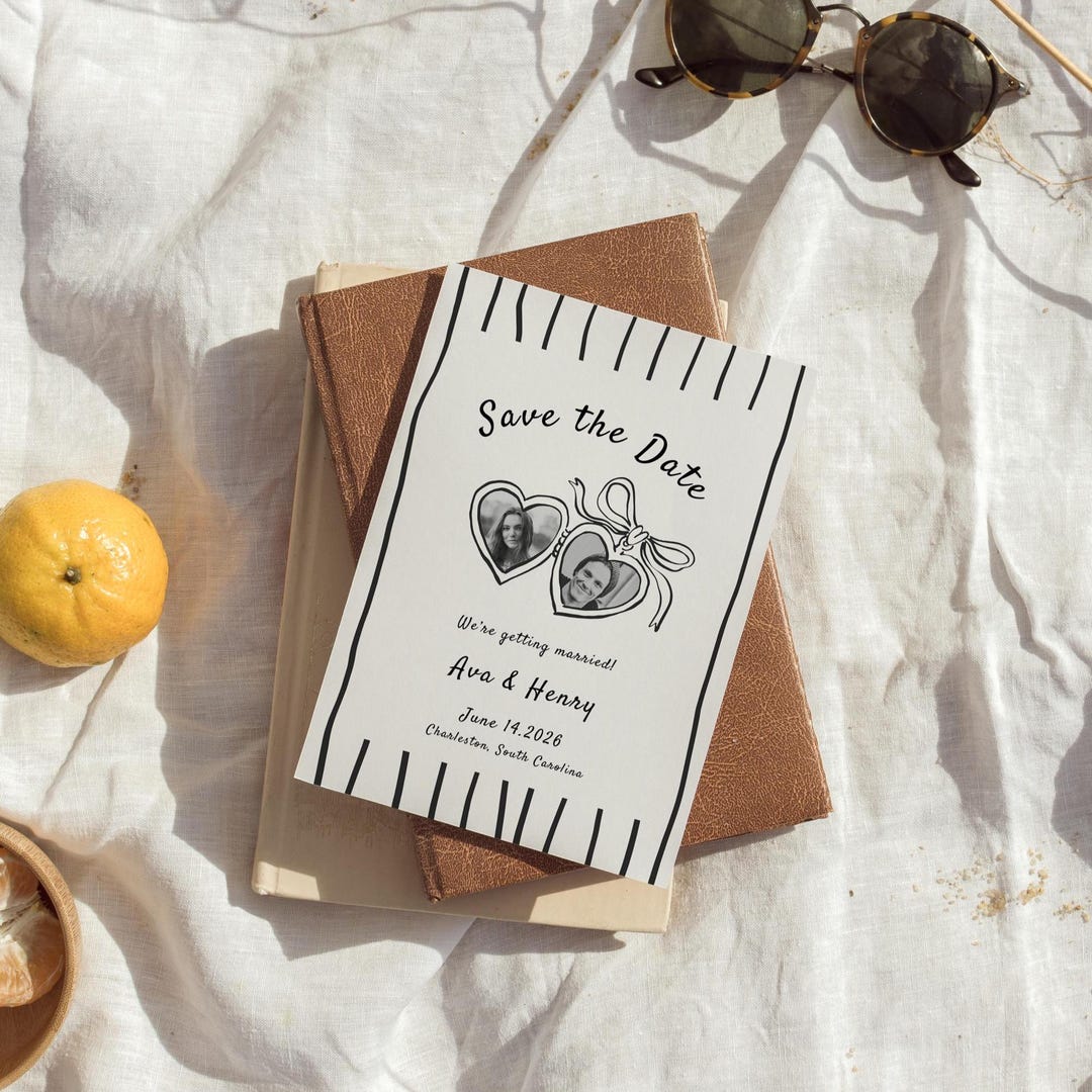 Photo Save the Date Template - Minimal Modern Black and White, Hand ...