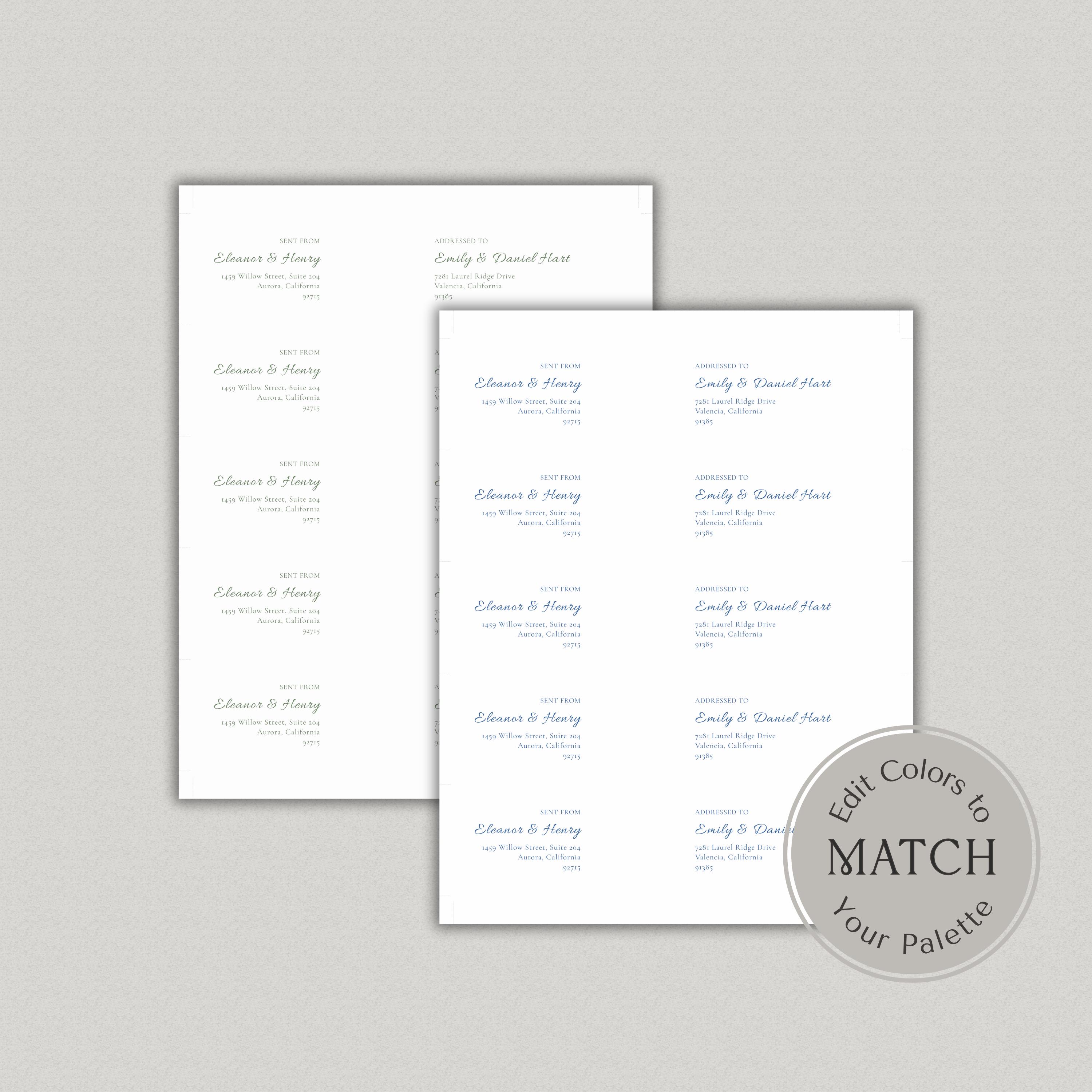 Wrap Around Address Label Template - for Wedding Return Address ...
