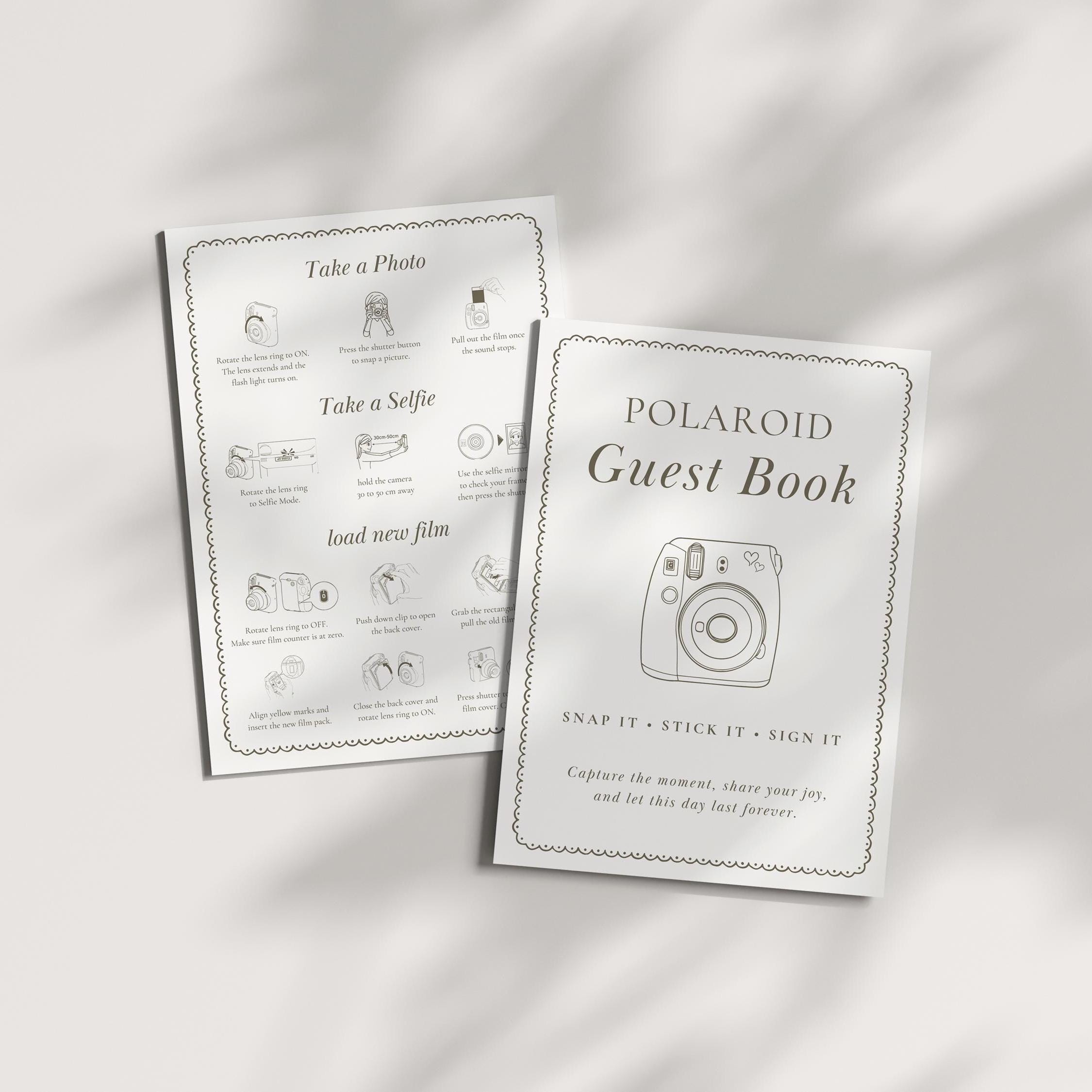 Polaroid Guest Book Sign & Camera Instructions - Wedding Guest Book ...