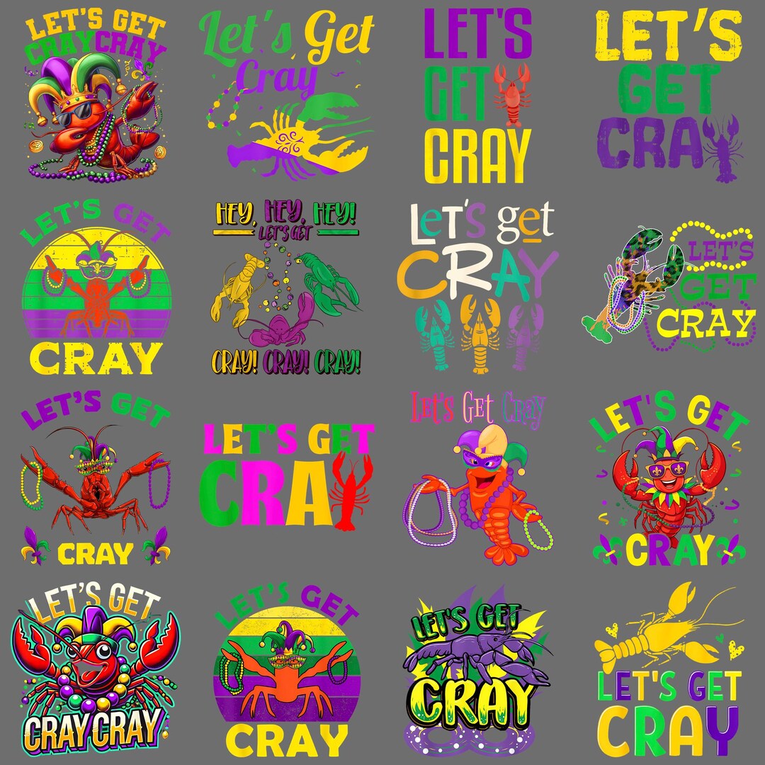 Let's Get Cray Cray Crawfish Costume Boys Men Mardi Gras PNG – Crawfish ...