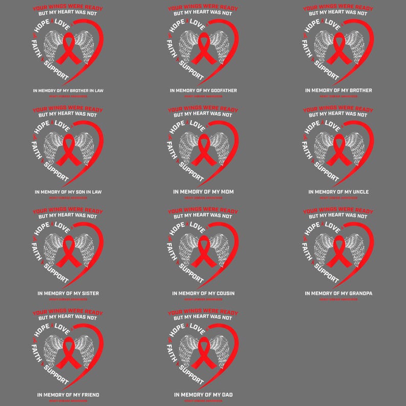 Memory of My Loving Family's Member Heart Disease Awareness PNG - Etsy