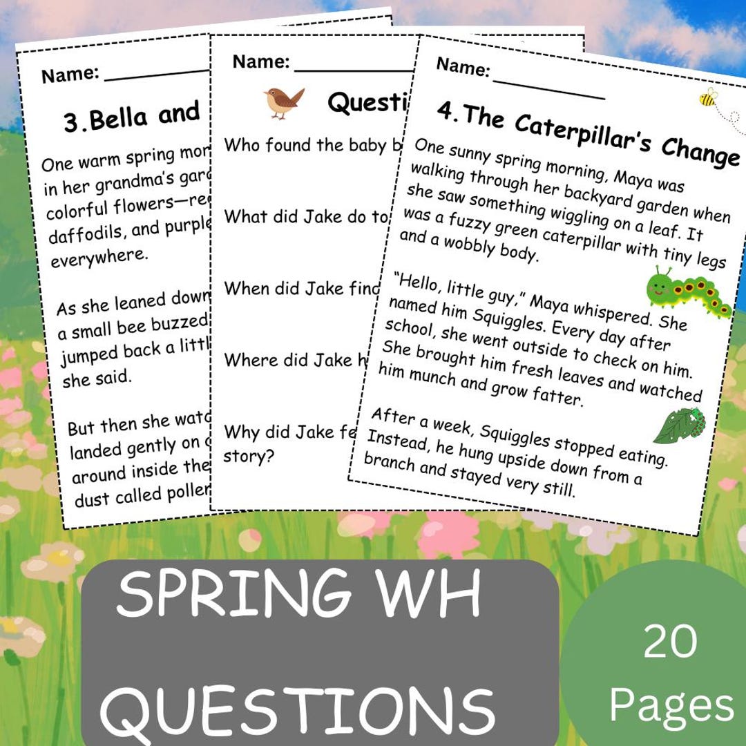 Spring WH Questions With Readings - Etsy