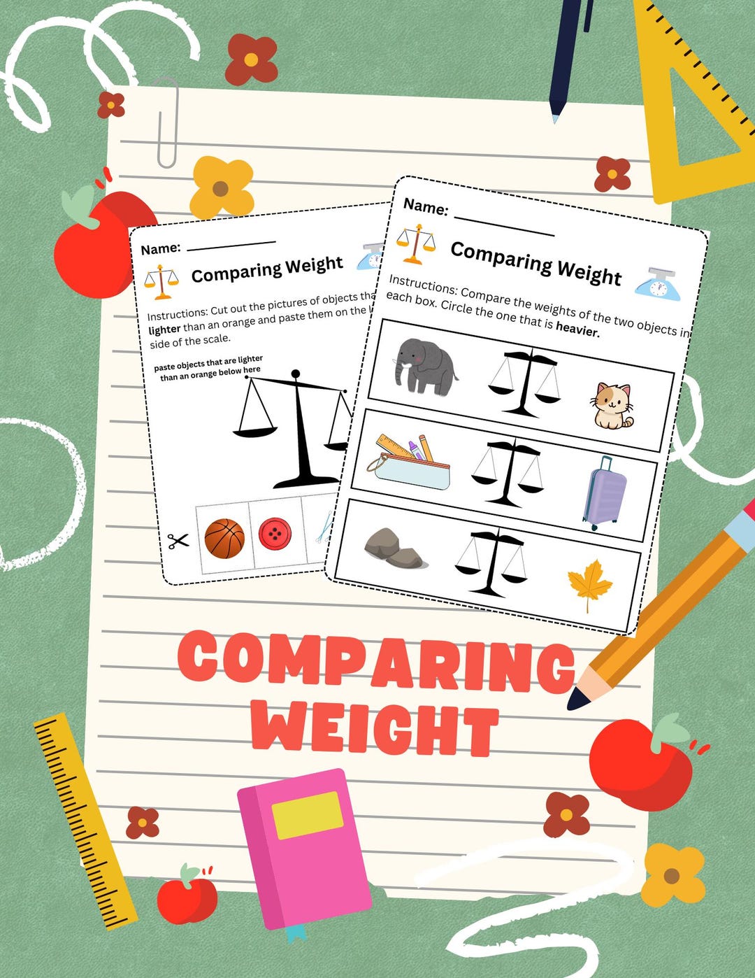 Comparing Weight Worksheet - Etsy