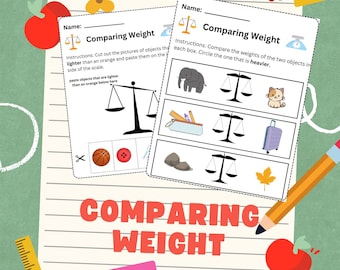Comparing Weight Activities | Heavy and Light Sorting Cut & Paste ...