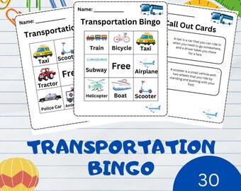 Transportation BINGO - Printable Bingo for Kids - Transportation Game ...