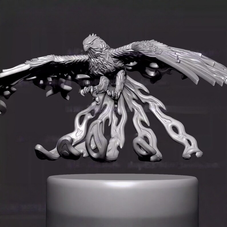Phoenix Statue STL File, Mythical Fire Bird 3D Print Model on Energy ...