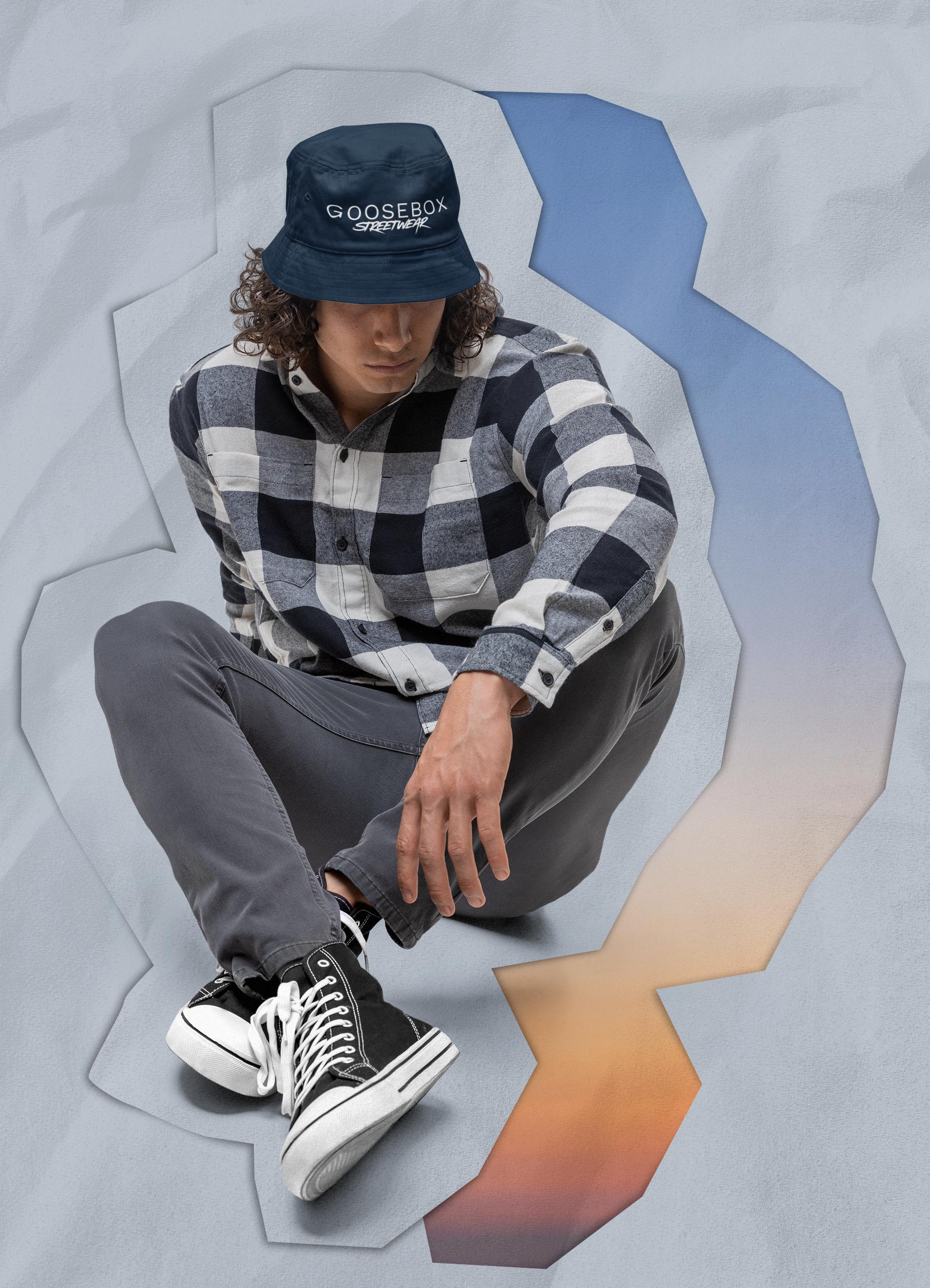 Streetwear Bucket Hat | Goosebox Logo, Embroidered, Casual Style, Hip ...