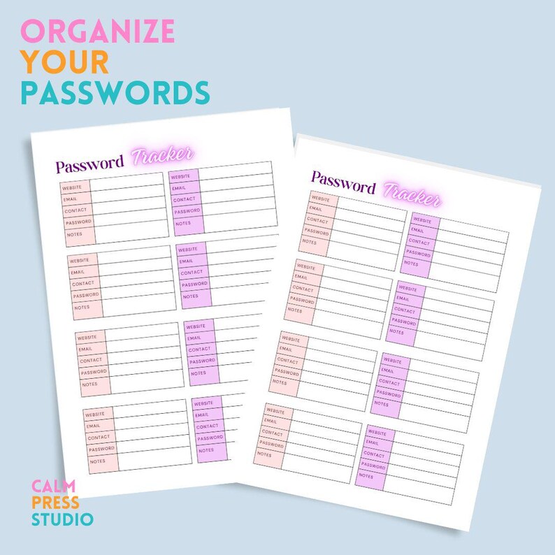 Editable Password Tracker Template | Printable Password Keeper (digital ...
