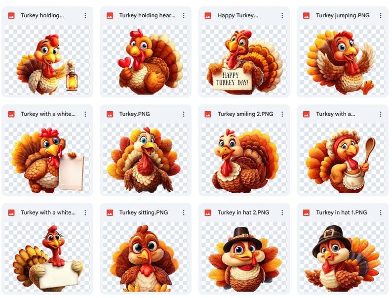 Thanksgiving Turkey Clipart Bundle | Festive Cartoon Turkeys 26 PNG ...