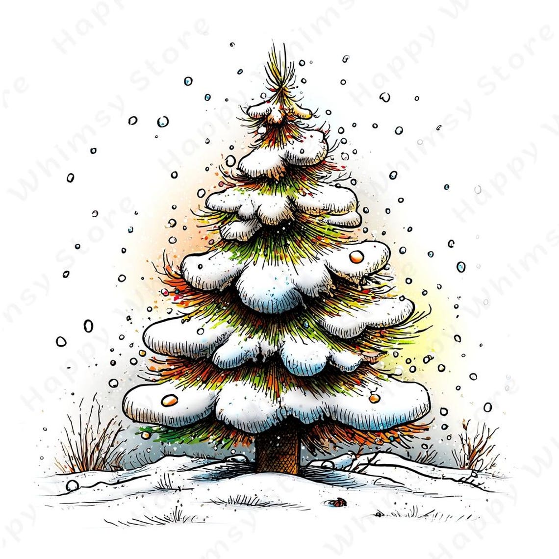 Winter Pine Tree Clipart Set | Snowy Woodland Trees | Christmas ...
