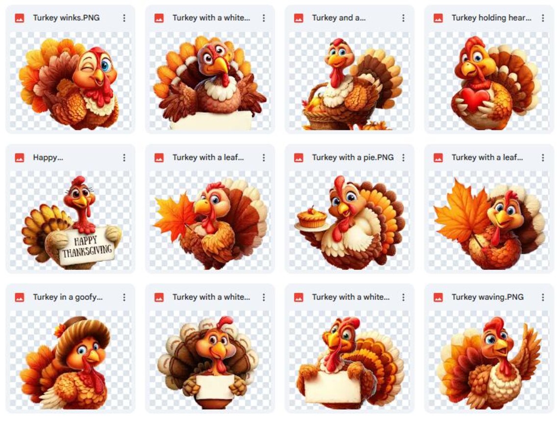 Thanksgiving Turkey Clipart Bundle | Festive Cartoon Turkeys 26 PNG ...