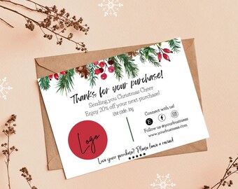 Editable Thank You Card Template Canva Holiday Card Small - Etsy UK