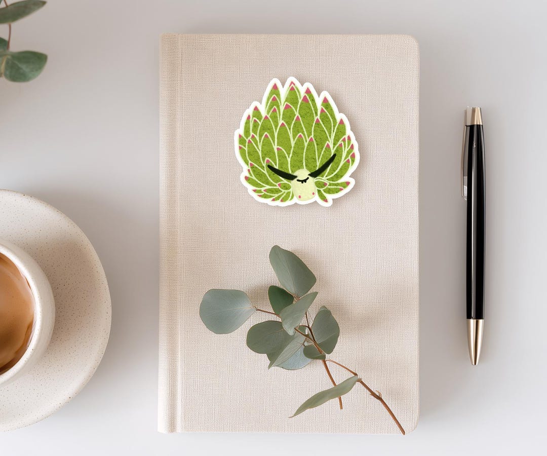 Insanely Cute Grumpy Leaf Sheep Vinyl Sticker for Laptop, Water Bottle ...