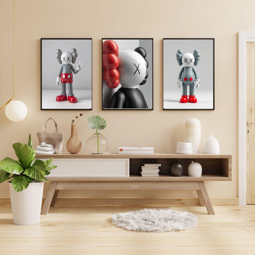 KAWS Figure Poster Set of 3 | Hypebeast Wall Art Decor | KAWS Statue ...