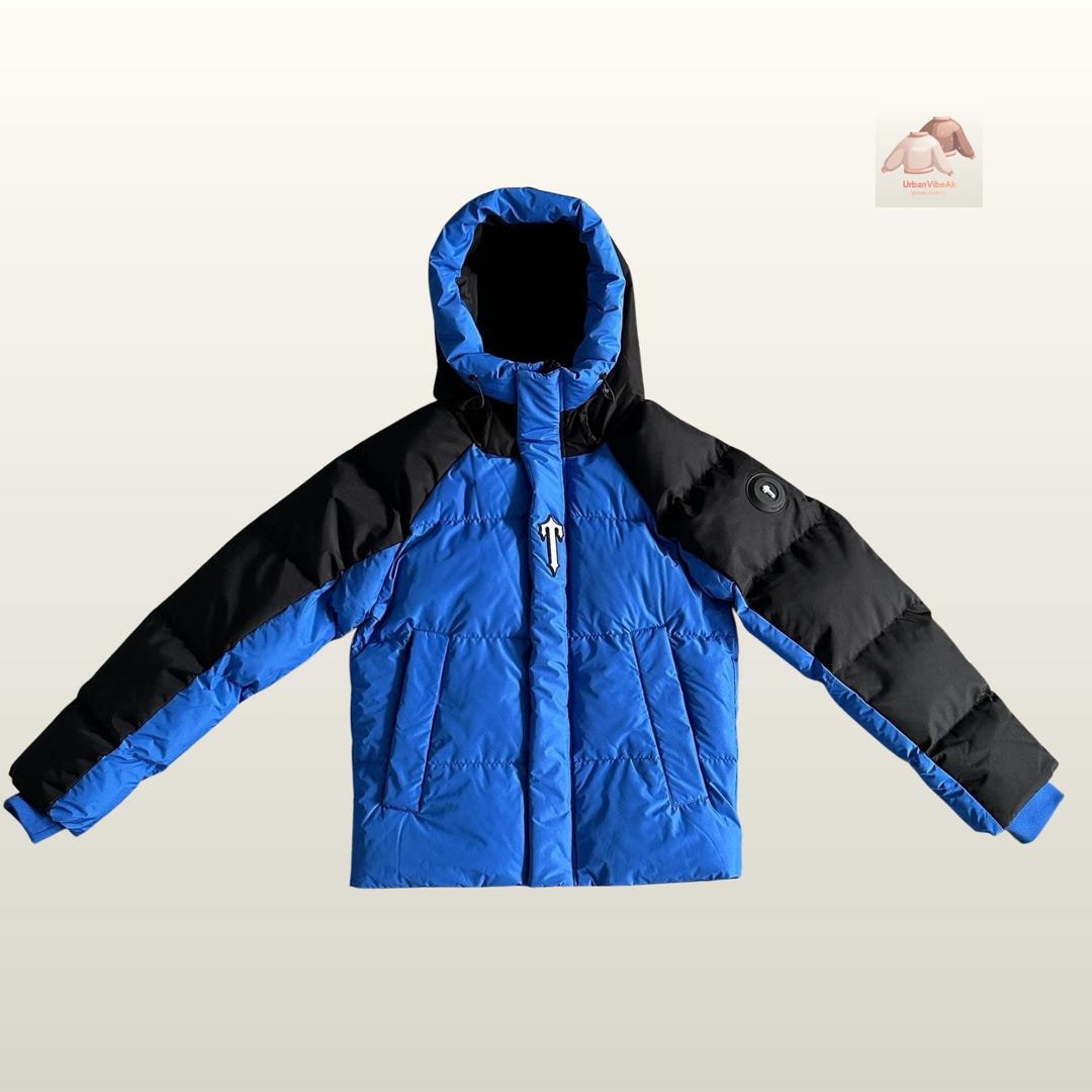 Unisex Trapstar Blue & Black Zip-up Jacket Front T Logo Streetwear ...