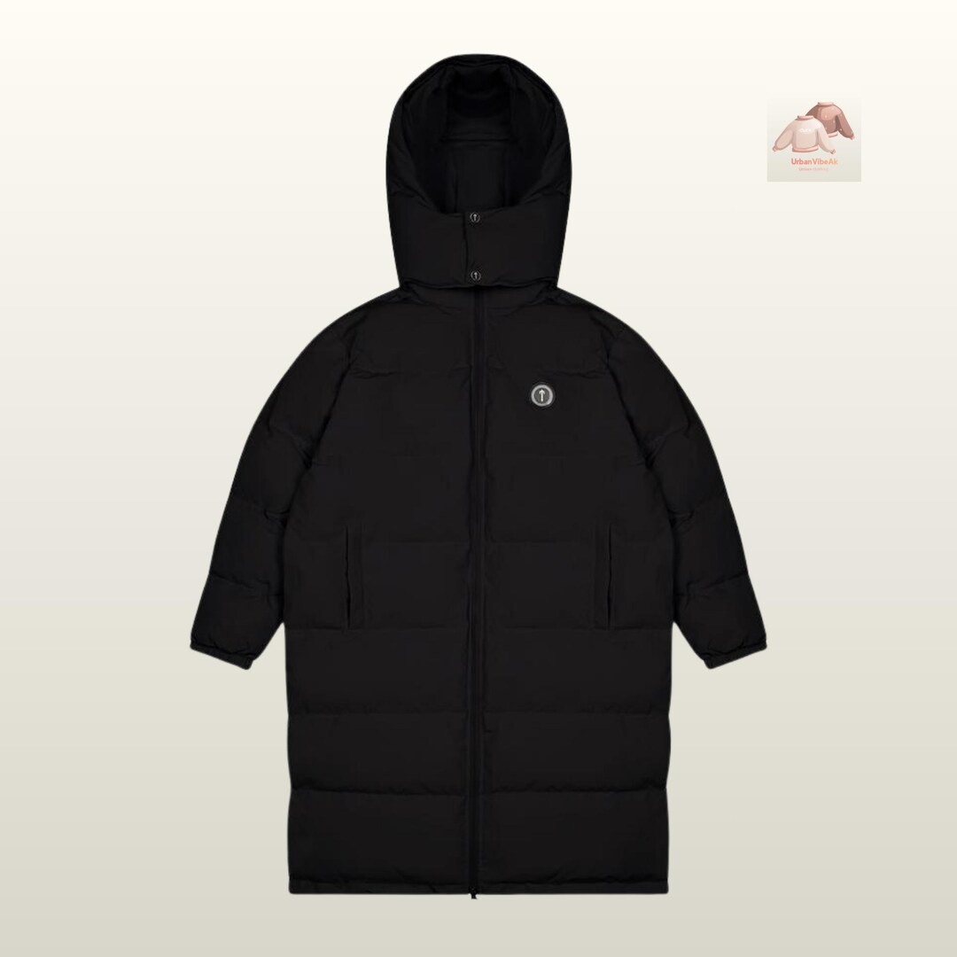 Unisex Trapstar Black Long Puffer Coat Streetwear Winter Jacket With ...
