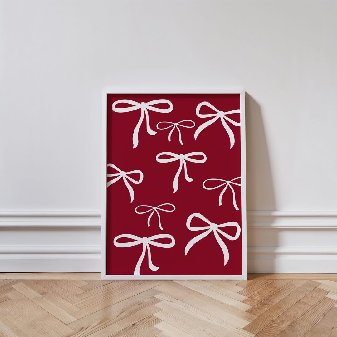 Christmas Poster With Bows, Christmas Wall Art, Christmas Decorations ...