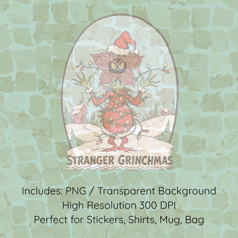Stranger Grinchmas PNG, Retro Christmas Show Character PNG, Vintage ...