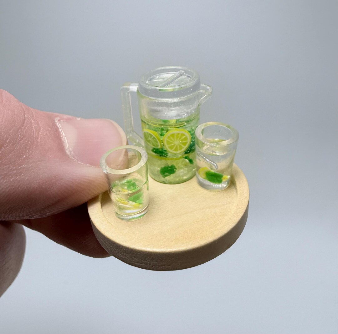 Miniature Lemonade Drink Pitcher Set With Glasses and Plate, Handmade ...