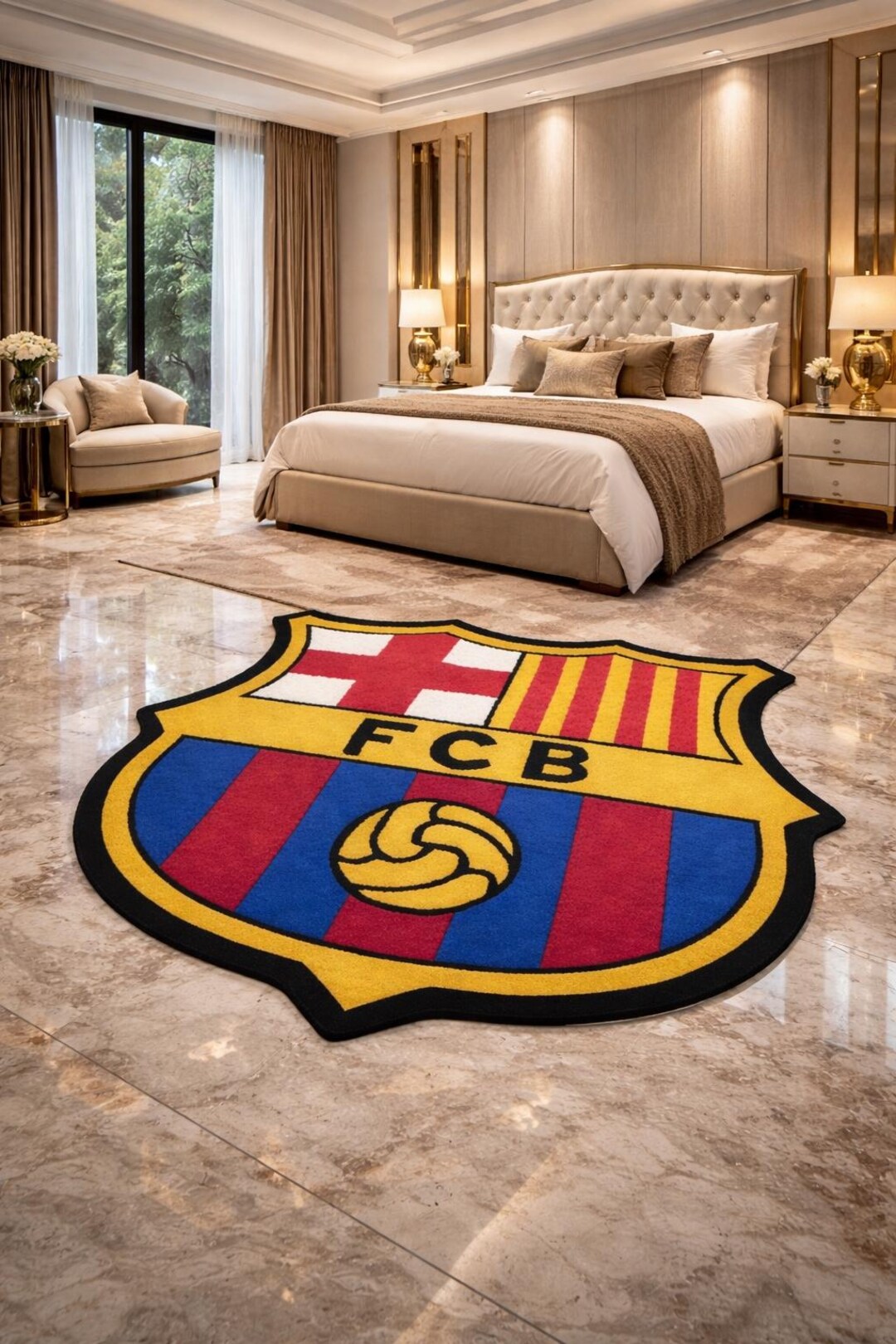 Luxurious FC Barcelona Crest Rug – Living Room, Bedroom, Entryway Décor ...