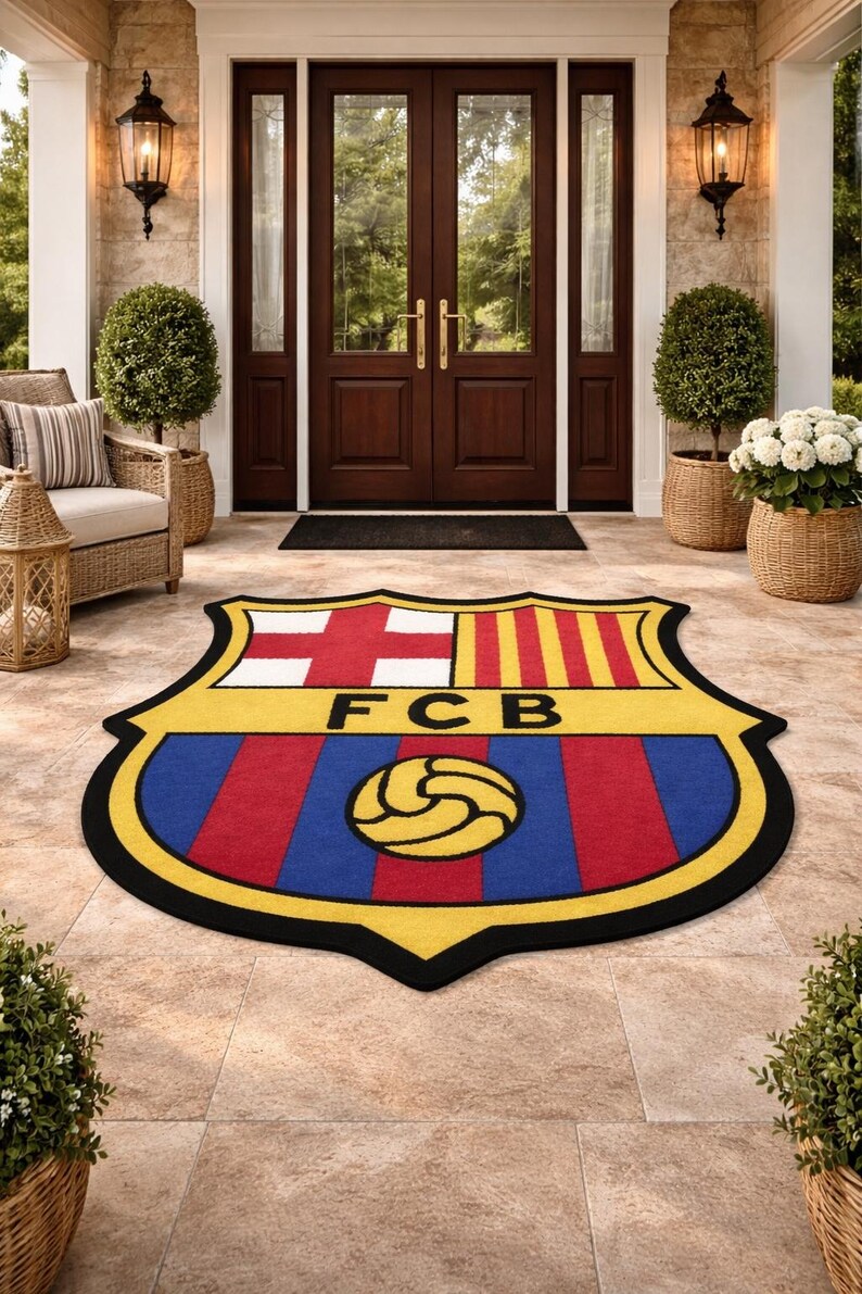 Luxurious FC Barcelona Crest Rug – Living Room, Bedroom, Entryway Décor ...