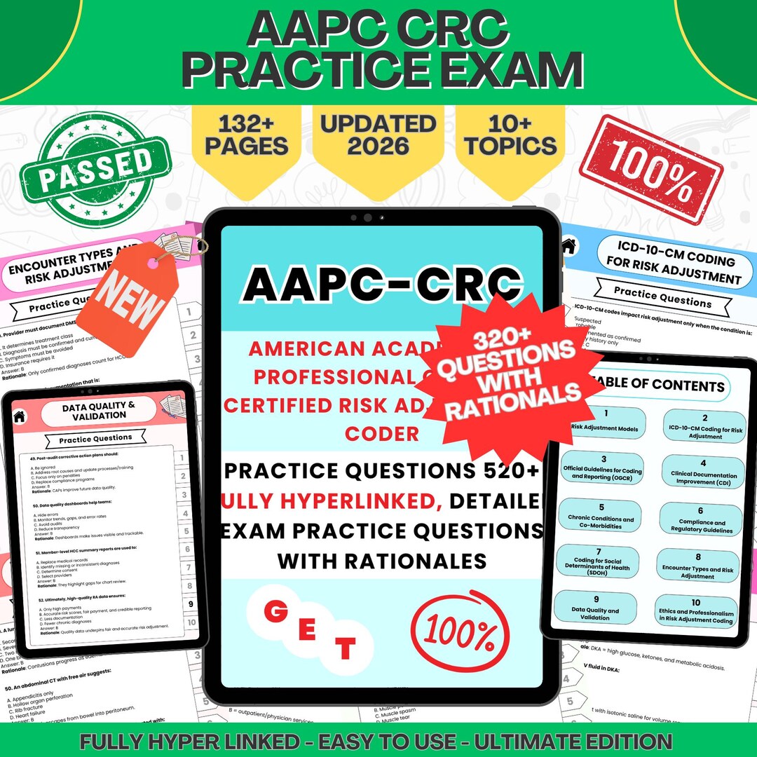 AAPC CRC 2026 Practice Exam: 520+ Q&A, Hyperlinked (digital Download ...