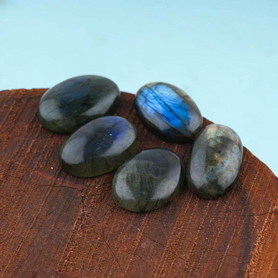 Natural Blue Labradorite Gemstone Rough 5 Pieces Oval Shape Cabochons ...