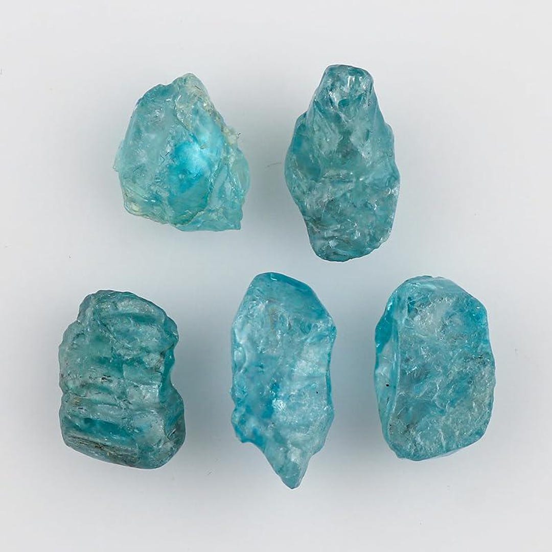 AAA + Grade Raw Blue Zircon Gemstones, Loose Rough Crystals (5 Pieces ...