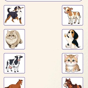 Baby Animal Matching Worksheet for Kids | Preschool Learning Activity ...
