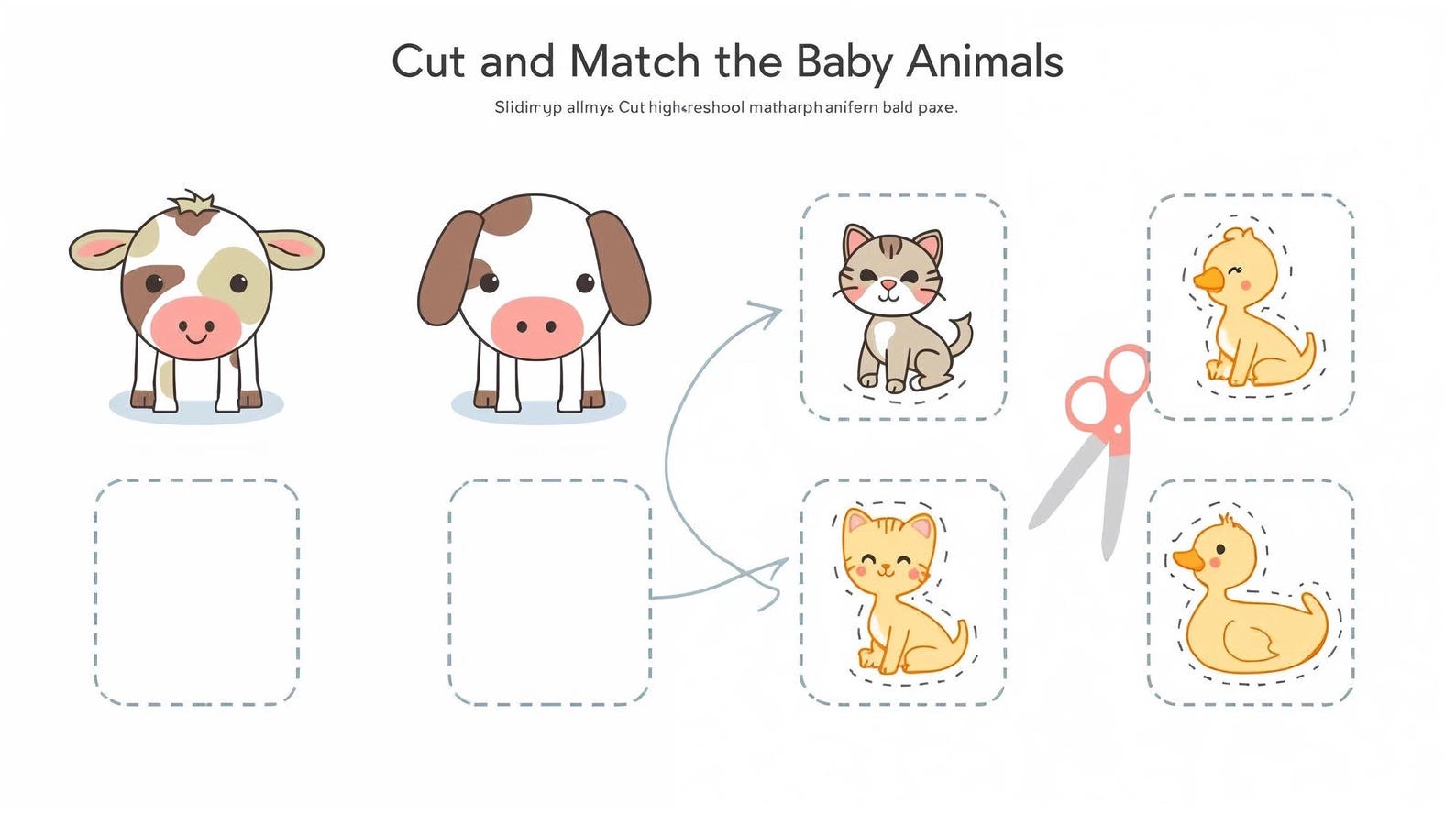 Baby Animal Matching Worksheet for Kids | Preschool Learning Activity ...