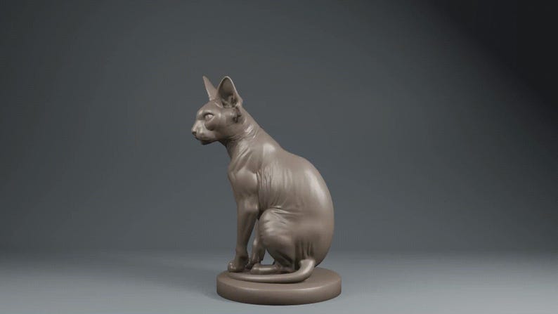 Sphynx Cat STL File | 3D Printable Hairless Pet Sculpture - Etsy