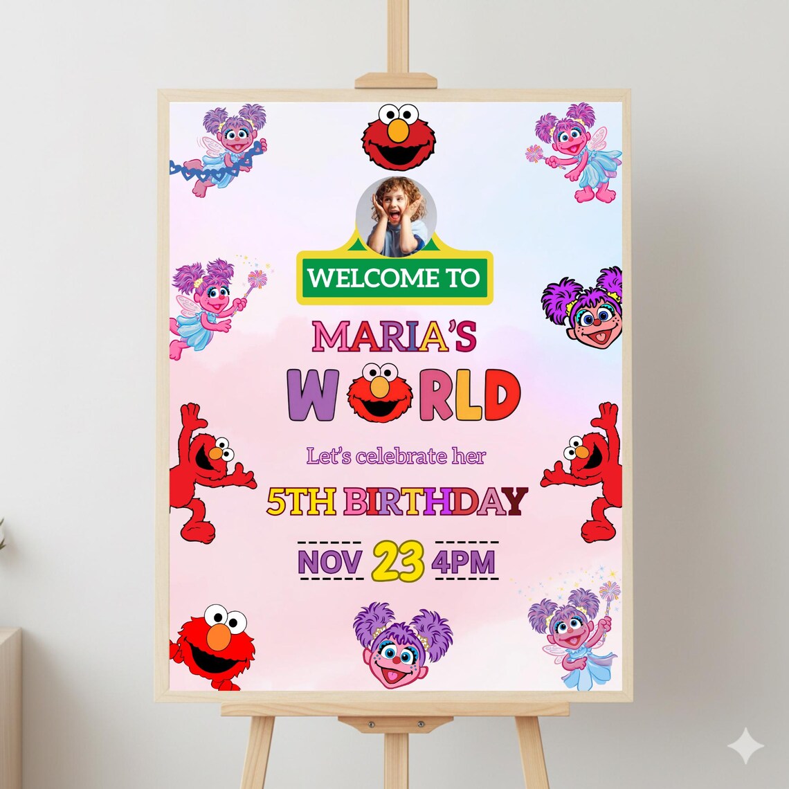 Birthday Party Welcome Sign Entrance | Abby Cadabby & Elmo Kids ...