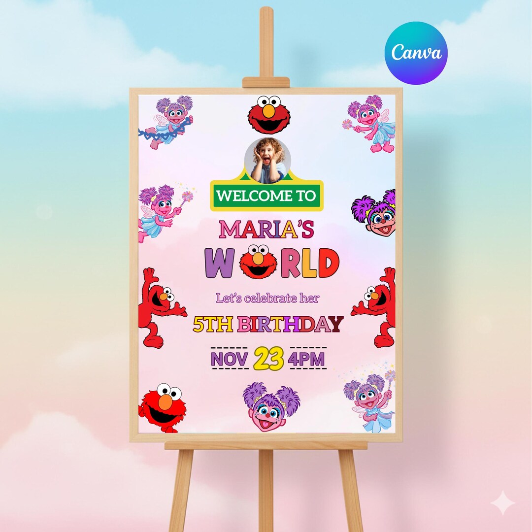 Birthday Party Welcome Sign Entrance | Abby Cadabby & Elmo Kids ...