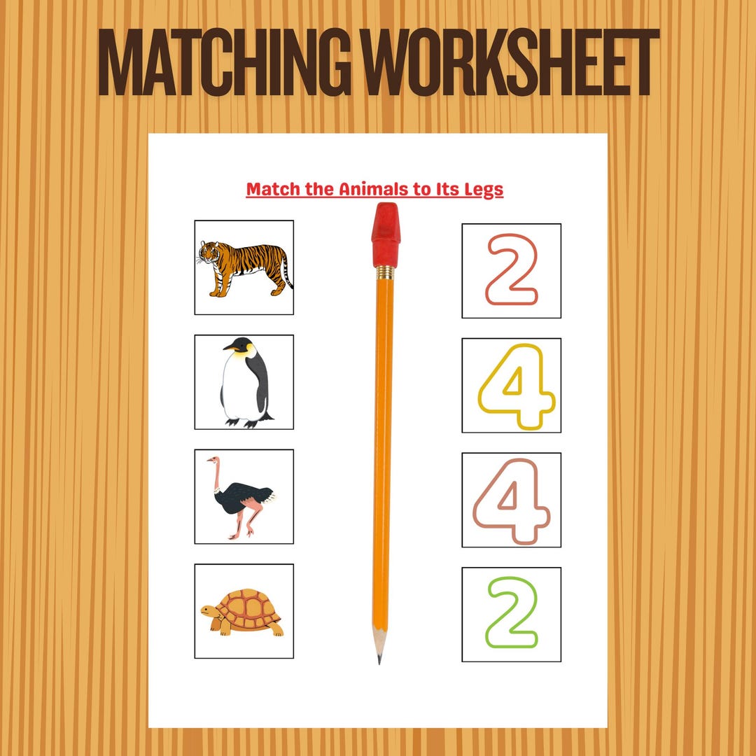Animal Legs Matching Worksheet | Preschool Printable | Count Animal ...