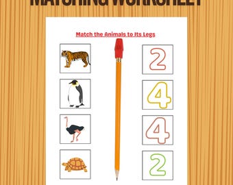 Animal Legs Matching Worksheet | Preschool Printable | Count Animal ...