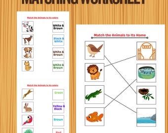 Animal Colors Matching Worksheet | Preschool Printable Activity | Learn ...