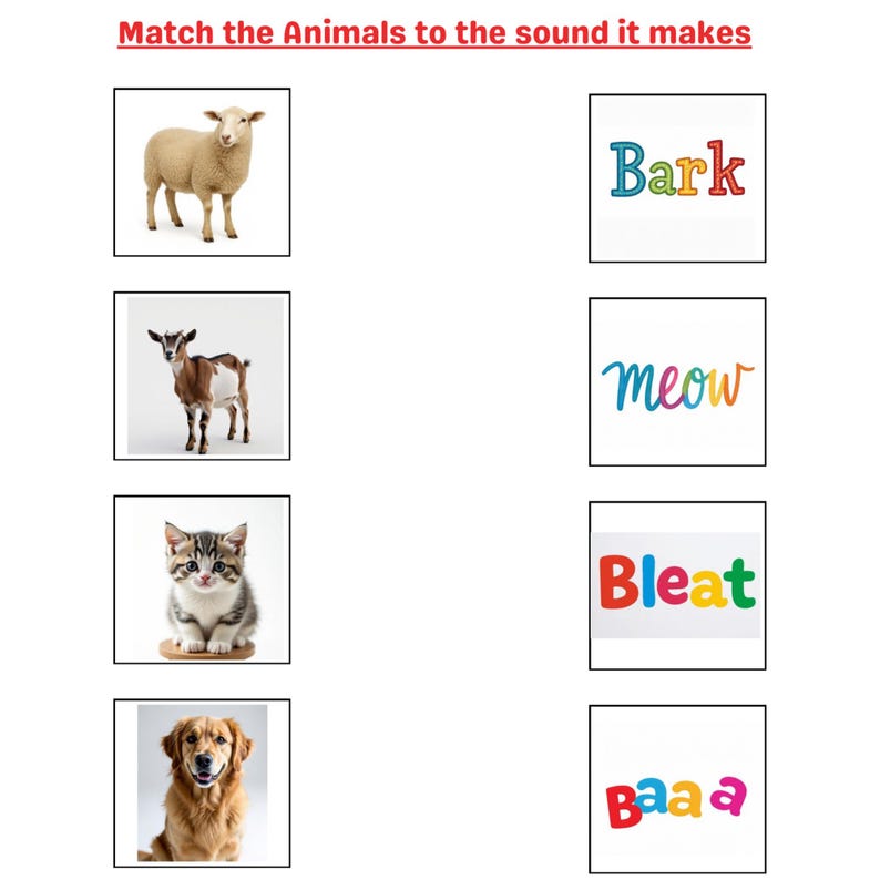 Animal Sounds Matching Game | Printable Preschool Activity | Learn ...