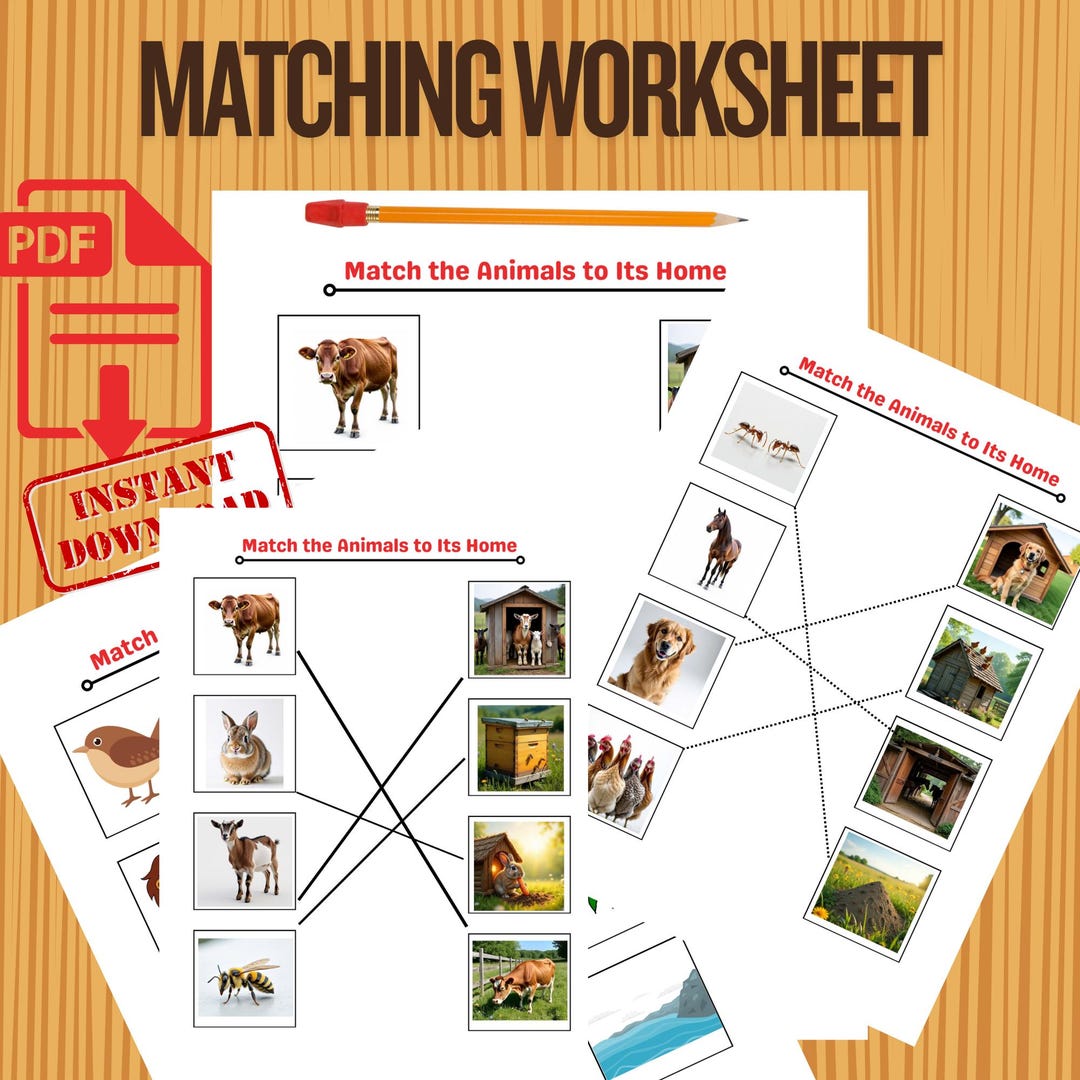 Animal Homes Matching Activity | Farm Animal Worksheets | Preschool ...
