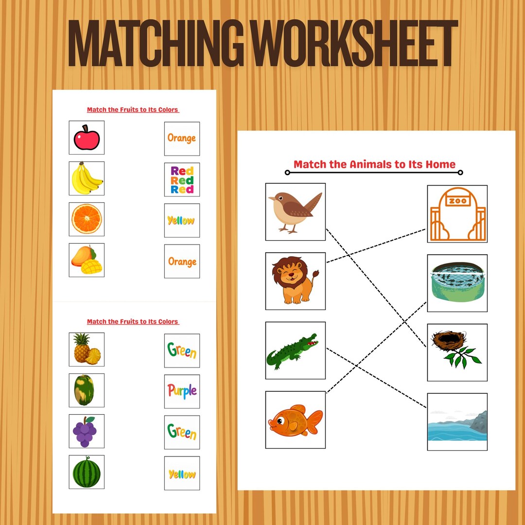 Match the Fruits to Their Colors Worksheet | Fruit Color Matching ...