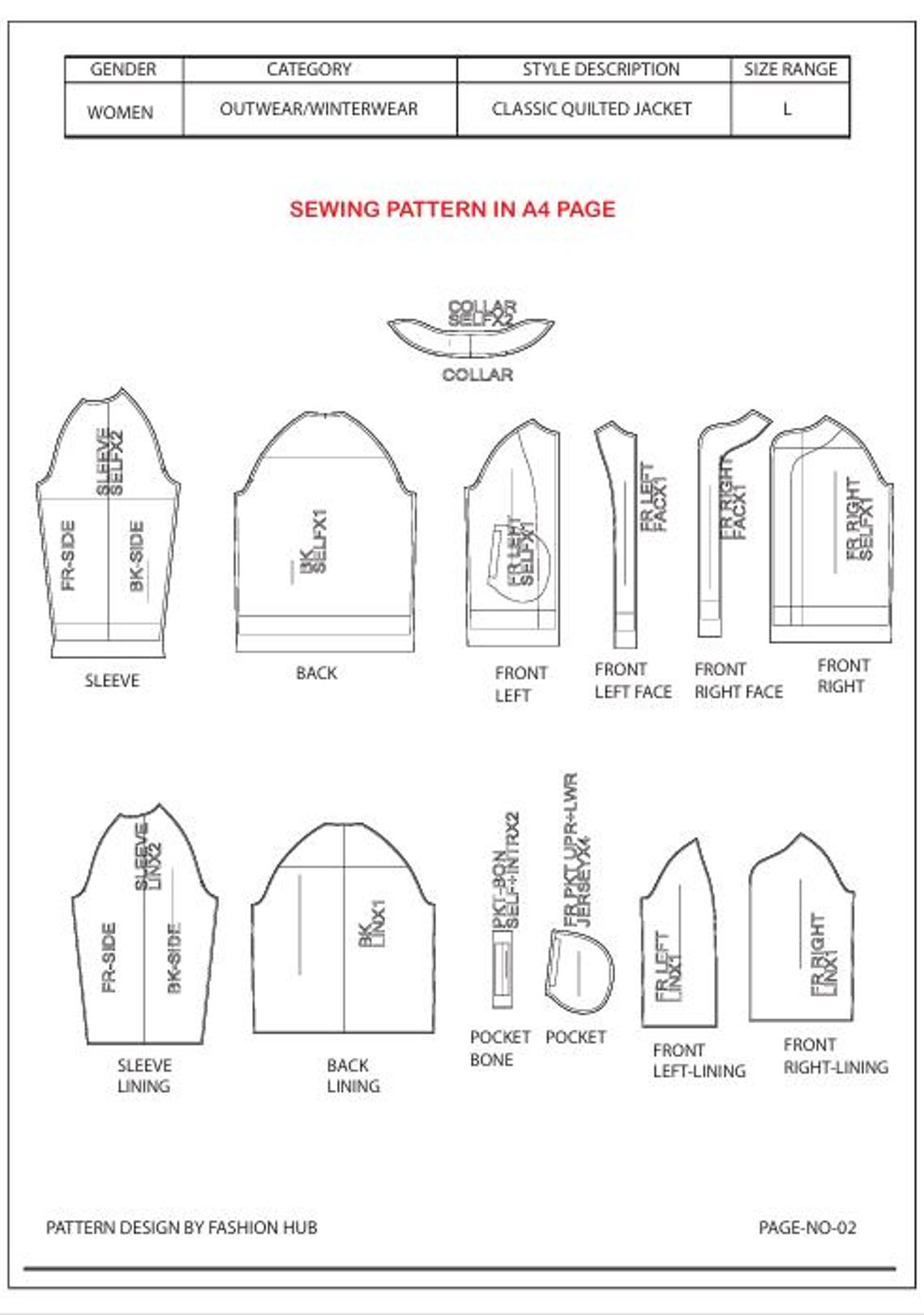 Funnel Neck Jacket Sewing Pattern PDF | Quilted Jacket Sewing Pattern ...