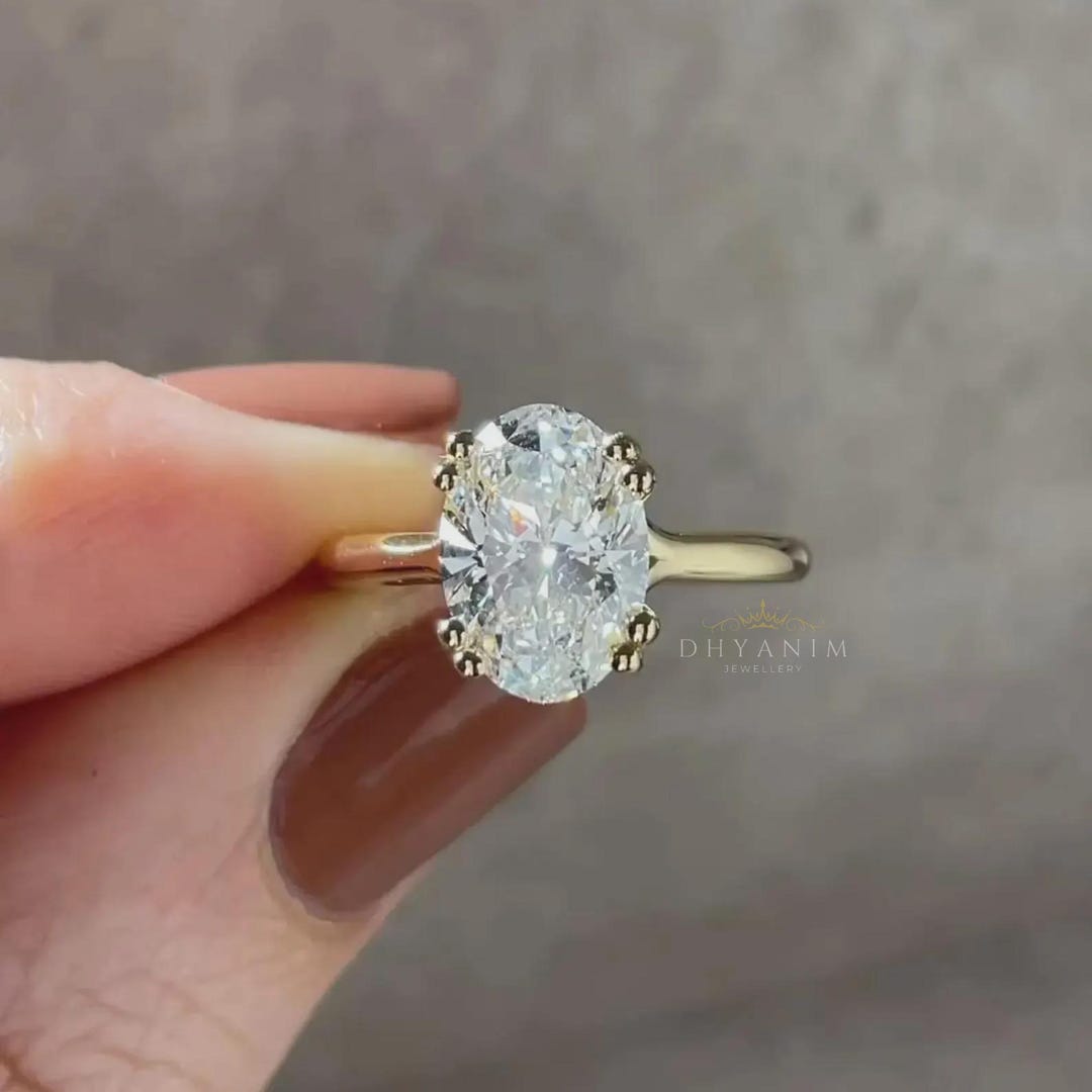 3CT Vintage Cathedral Set Engagement Ring, Antique Oval Cut Moissanite ...