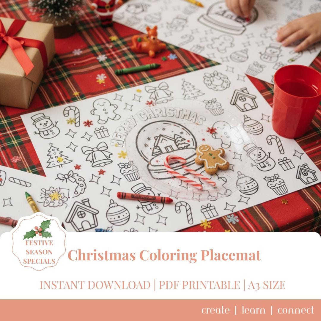 Christmas Coloring Placemat for Kids | A3 Printable Activity Mat ...