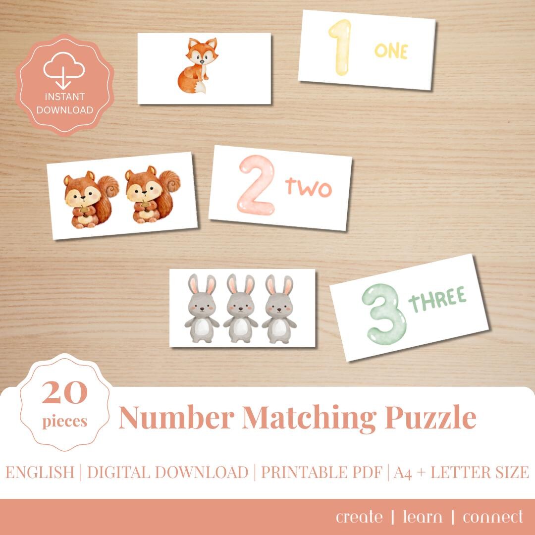 Number Matching Puzzle 1–10 | Printable Preschool Math Activity | Count ...