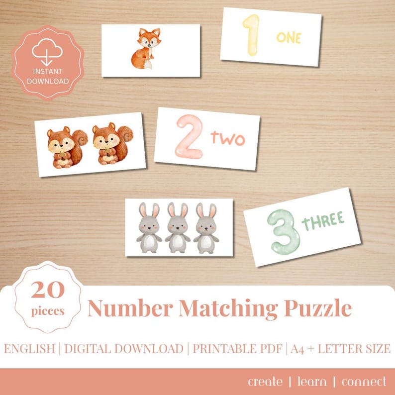 Number Matching Puzzle 1–10 | Printable Preschool Math Activity | Count ...