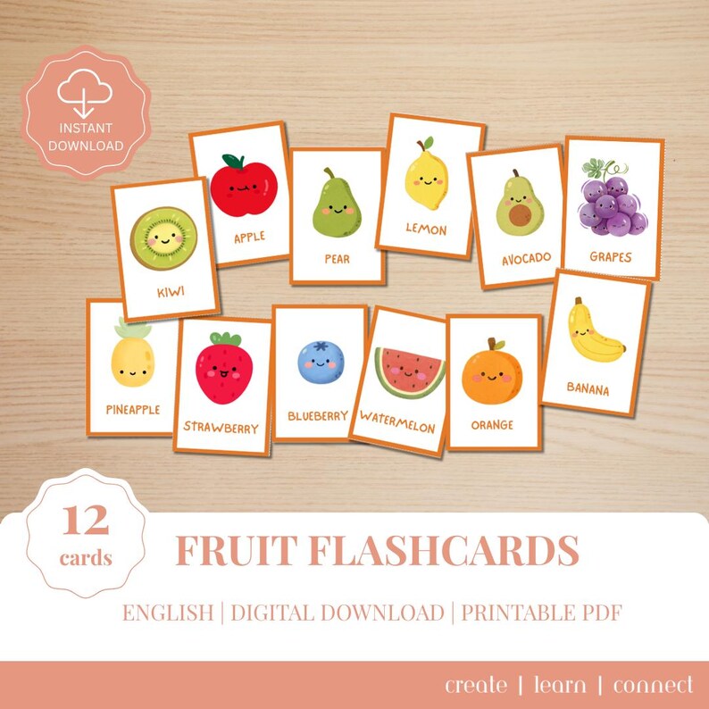 Fruit Flashcards for Kids | Printable Fruit Vocabulary Cards | Speech ...